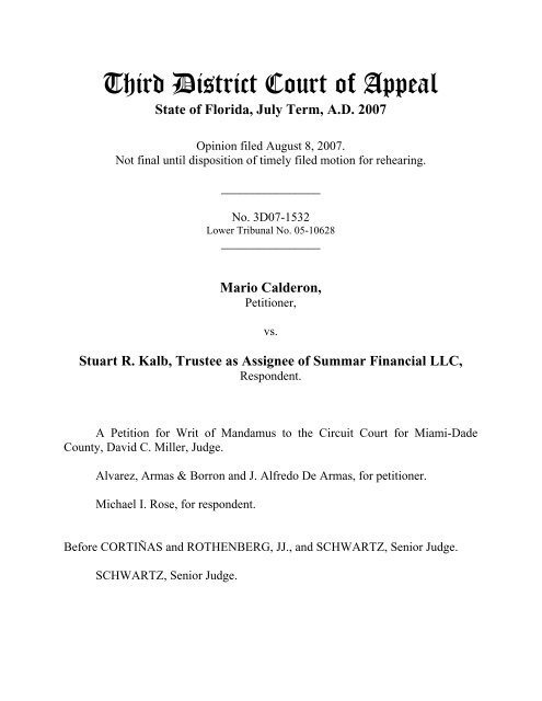 Stuart R. Kalb, Trustee as Assignee of Summar Financial LLC
