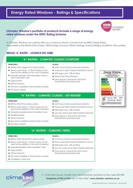 Energy Rated Windows - Ratings & Specifications - Climatec Windows