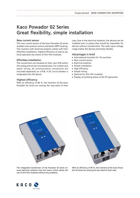 Kaco Powador 02 Series Great flexibility, simple installation - Tritec
