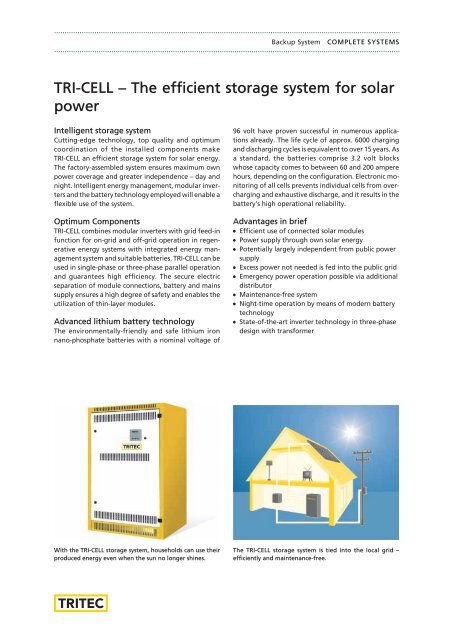 TRI-CELL – The efficient storage system for solar power - Tritec