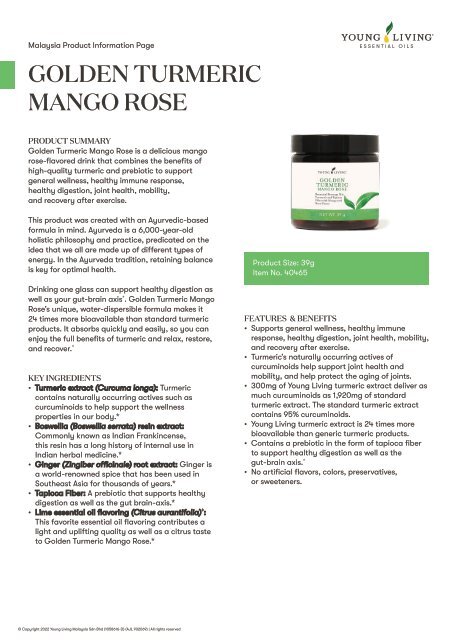 Golden Turmeric Mango Rose PIP