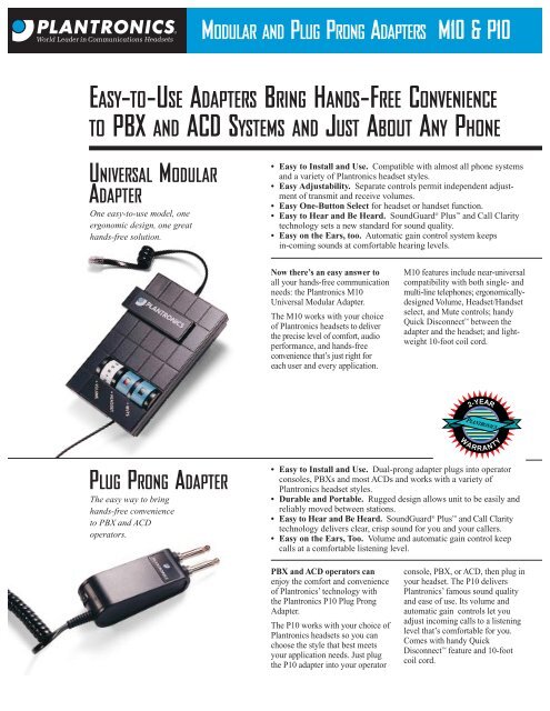 MODULAR AND PLUG PRONG ADAPTERS M10 & P10