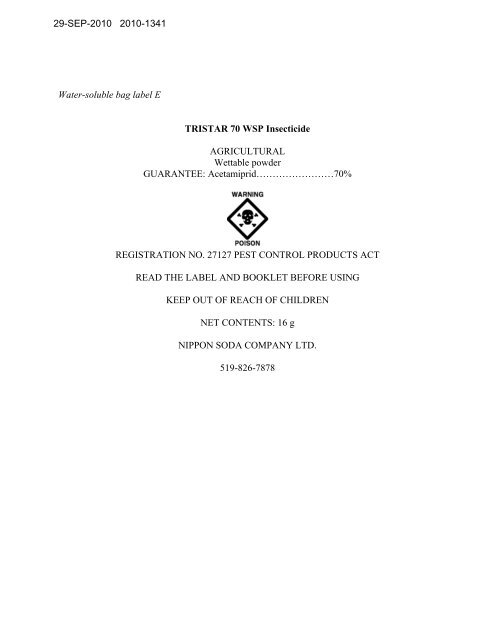 Tristar 70 WSP Label - GrowerCentral