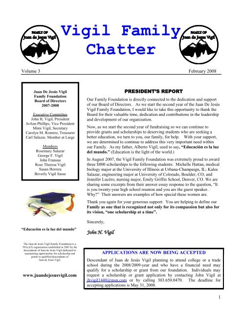 Vigil Family Chatter - Juan de Jesus Vigil Family Foundation