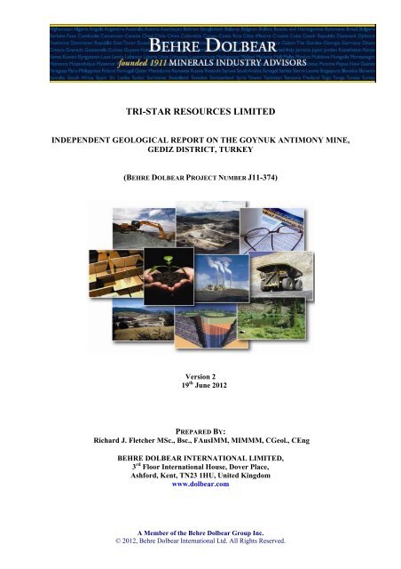 Behre Dolbear Report - Tri-Star Resources