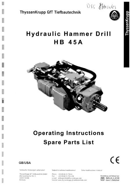 Hydraulic Hammer Drill HB 45A - SPD.se