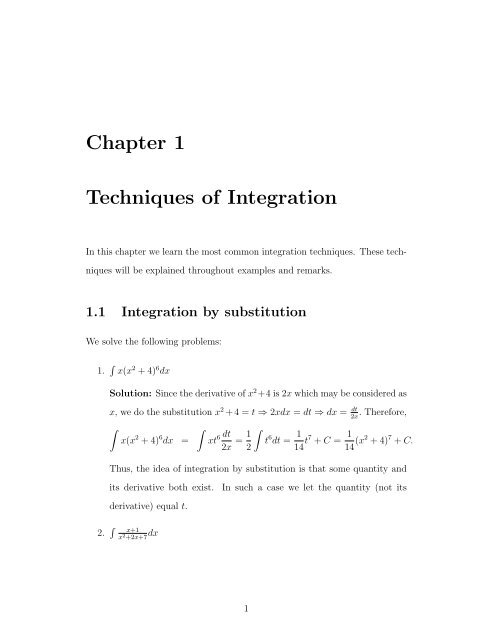 Chapter 1 Techniques of Integration