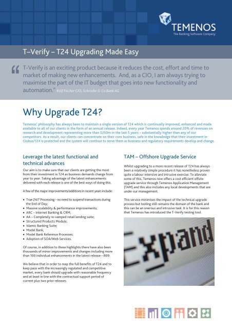 Why Upgrade T24? - Temenos