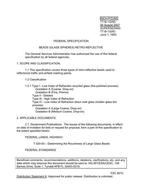 TT-B-1325D Beads (Glass Spheres) Retro-Reflective