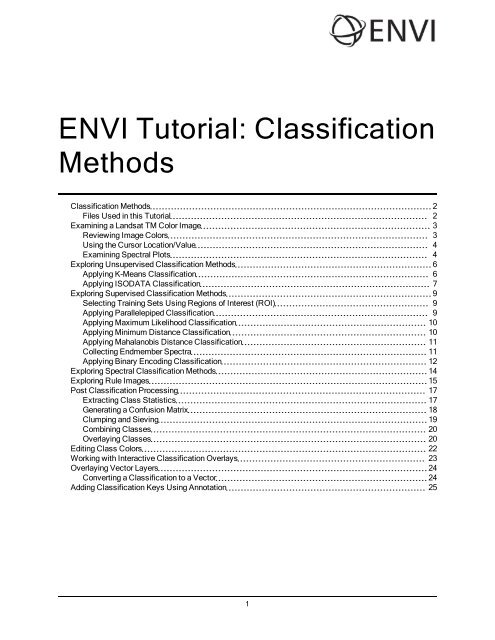 ENVI Tutorial: Classification Methods
