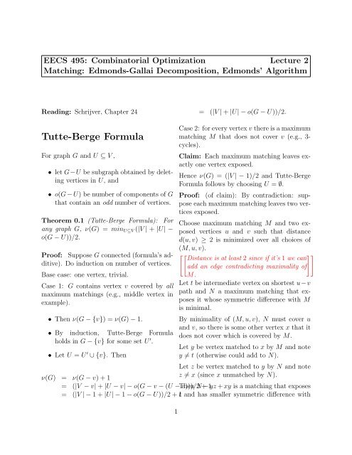 Tutte-Berge Formula