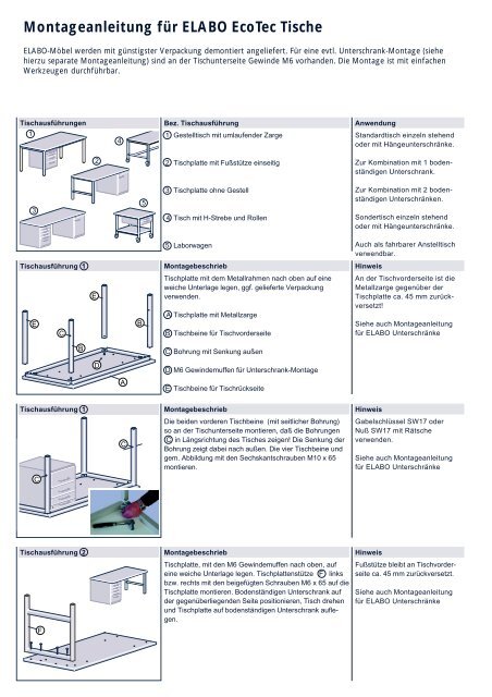 Montageanleitung für ELABO EcoTec Tische - Tuttas Jensen