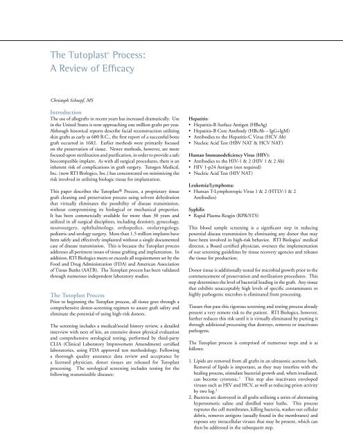The Tutoplast® Process: A Review of Efficacy - Zimmer Dental