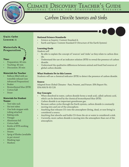 Climate Discovery Teacher's Guide - UCAR Science Education
