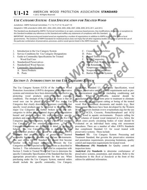 excerpt from AWPA Standard U1 - American Wood Protection ...