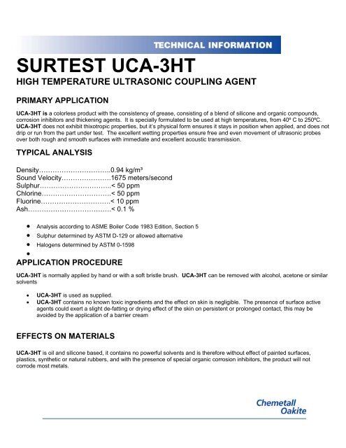 surtest uca-3ht high temperature ultrasonic coupling ... - NDTMart.com