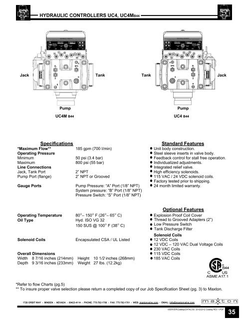 hydraulic controllers uc4, uc4m - Maxton Valve