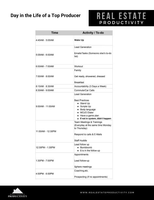 Day in the life of a Top Producer