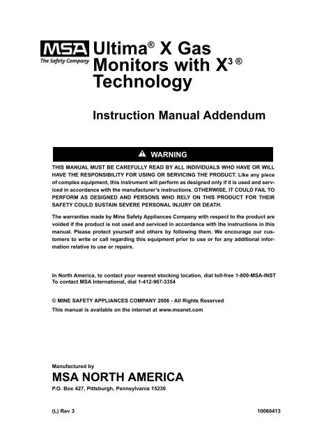 MSA Ultima X Gas Monitors with X3 Technology ... - RAECO