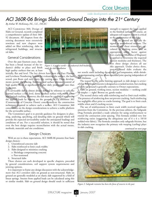 ACI 360R-06 Brings Slabs on Ground Design