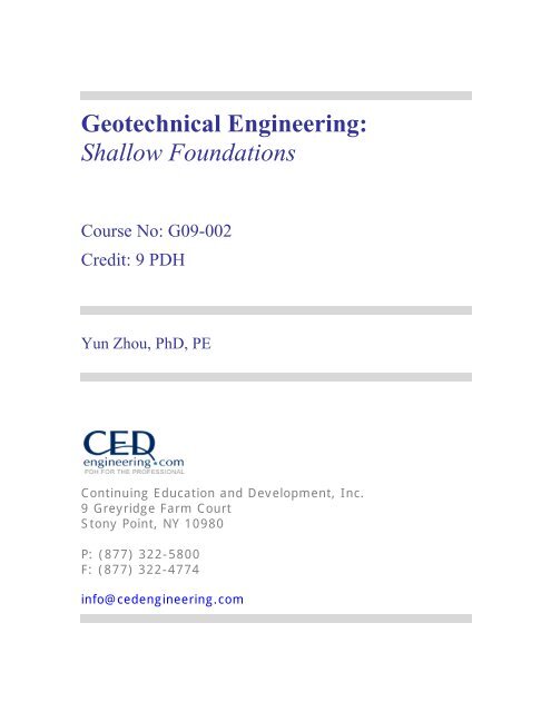 Geotechnical Engineering: Shallow Foundations - CED Engineering