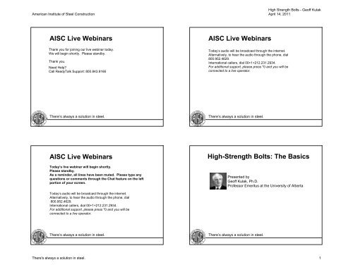 High-Strength Bolts - AISC