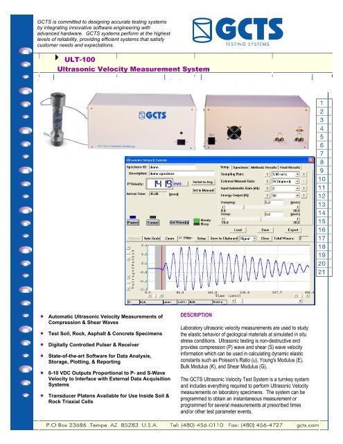 ULT-100 Ultrasonic Velocity Measurement System - GCTS.com
