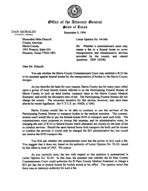 LO94-066 - Texas Attorney General