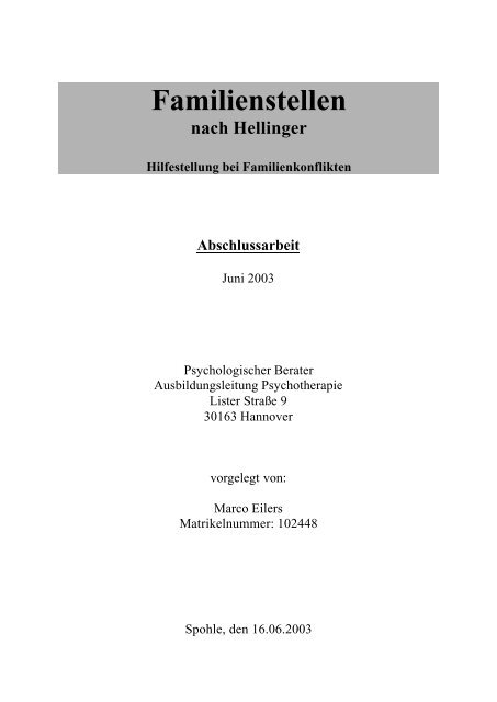 Familienstellen nach Hellinger Hilfestellung bei Familienkonflikten ...