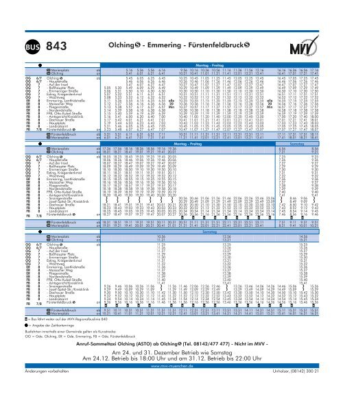 Fahrplan MVV Buslinie 843 Unholzer Reisen