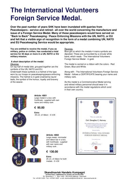 The International Volunteers Foreign Service Medal. - Skandinavisk ...
