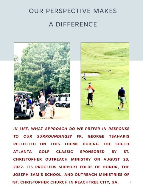 Our Perspective Makes a Difference by Fr. George Tsahakis