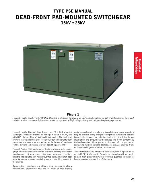 Type pse manual dead-front pad-mounted switchgear - Federal Pacific
