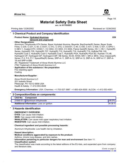 Material Safety Data Sheet - Clay Planet