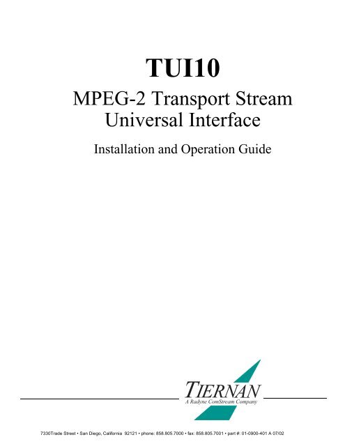 MPEG-2 Transport Stream Universal Interface