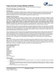 UTM™: Universal TransporT MediUM - Copan Diagnostics