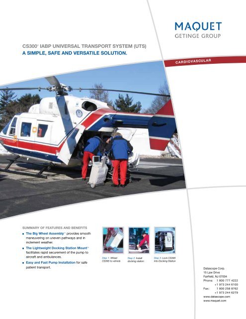 cs300® iaBp Universal transport sYsteM (Uts) a siMple, saFe anD ...
