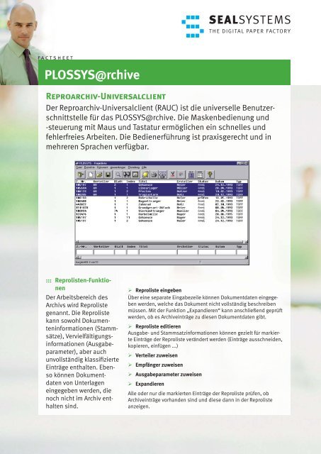 PLOSSYS@rchive - SEAL Systems AG