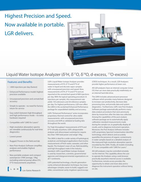 ABB LGR-ICOS Liquid water isotopic analyser GLA431 series