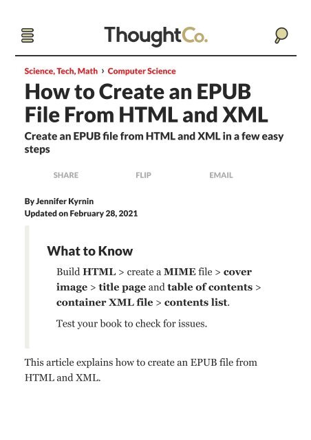 How To Create An Epub File From Html And Xml 0697