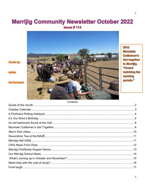 114 c October 2022 Merrijig community Newsletter