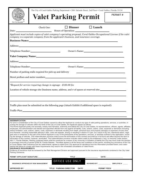 Valet Parking Permit