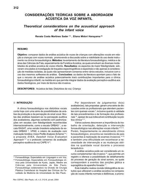 CONSIDERAÇÕES TEÓRICAS SOBRE A ABORDAGEM ... - CEFAC