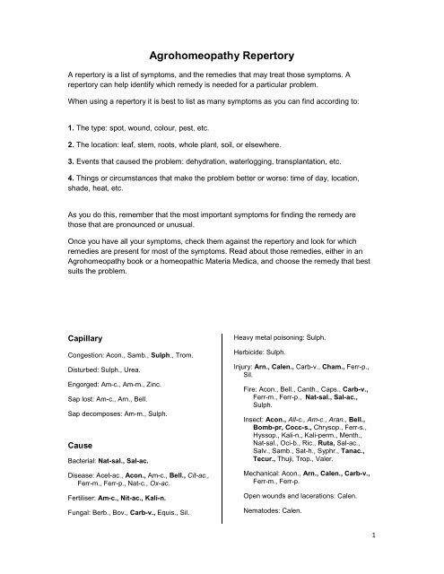 Agrohomeopathy Repertory - Homeopathy Plus