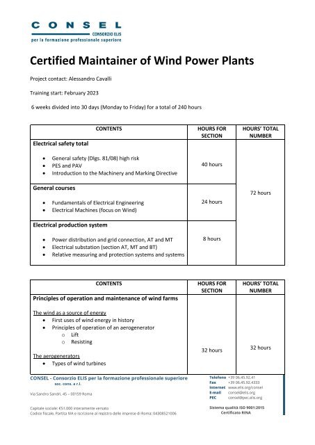 Certified Maintainer of Wind Power Plants