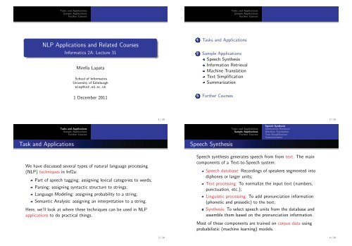 Lecture Slides - University of Edinburgh