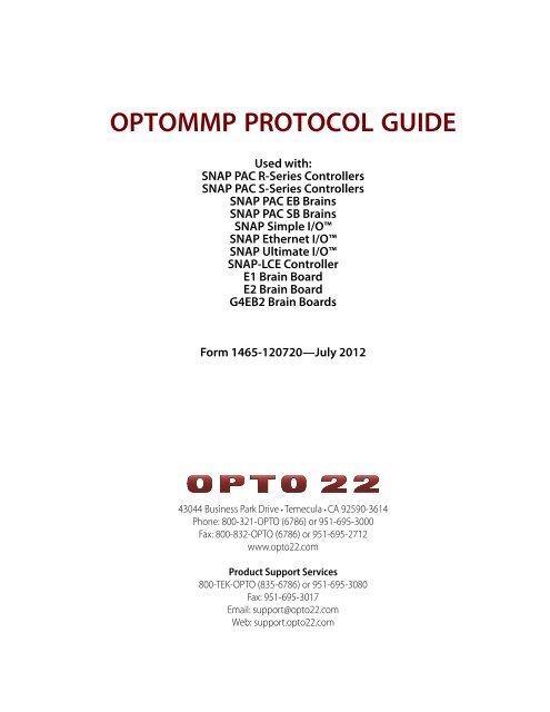 Form 1465 (the OptoMMP Protocol Guide) - Opto 22