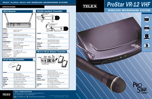 ProStar VR-12 VHF WIRELESS MICROPHONE ... - Full Compass