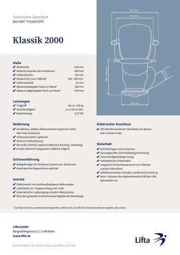 Lifta AT Klassik 5000 - techn. Datenblatt