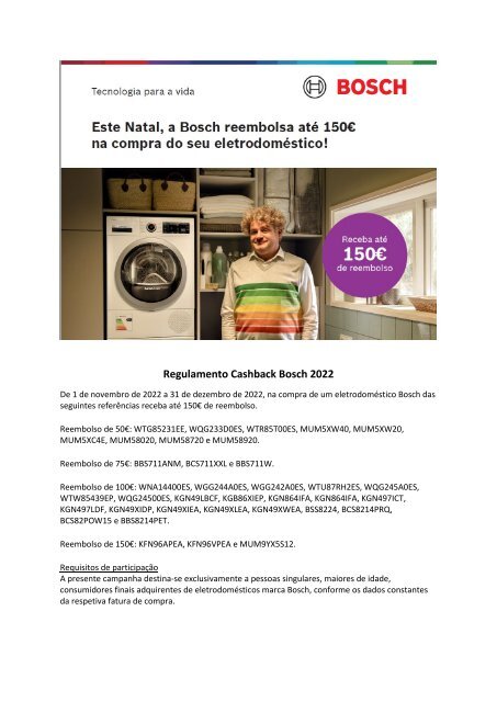 Cashback Bosch 2022 - Regulamento